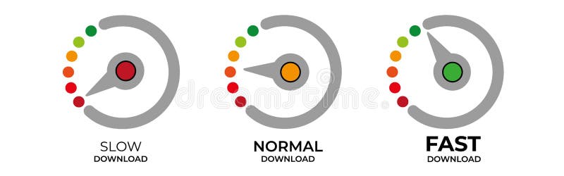 Speedometers with Slow Normal and Fast Download. Vector Illustration ...