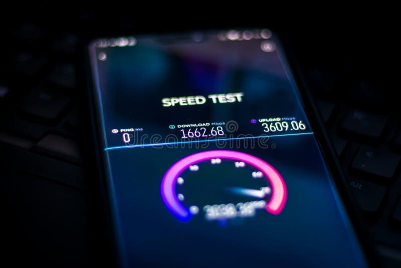 Speedtest on Phone. 5G Network Test. Very Fast Internet Stock Image ...