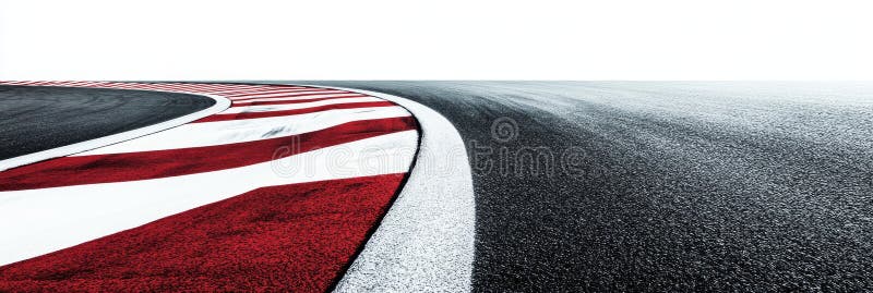 A Speedway with Red and White Stripes at the Edge of a Sharp Turn Stock ...