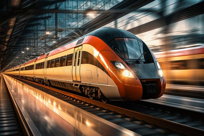Speedy Commute High Speed Train in Motion on the Railway Stock ...