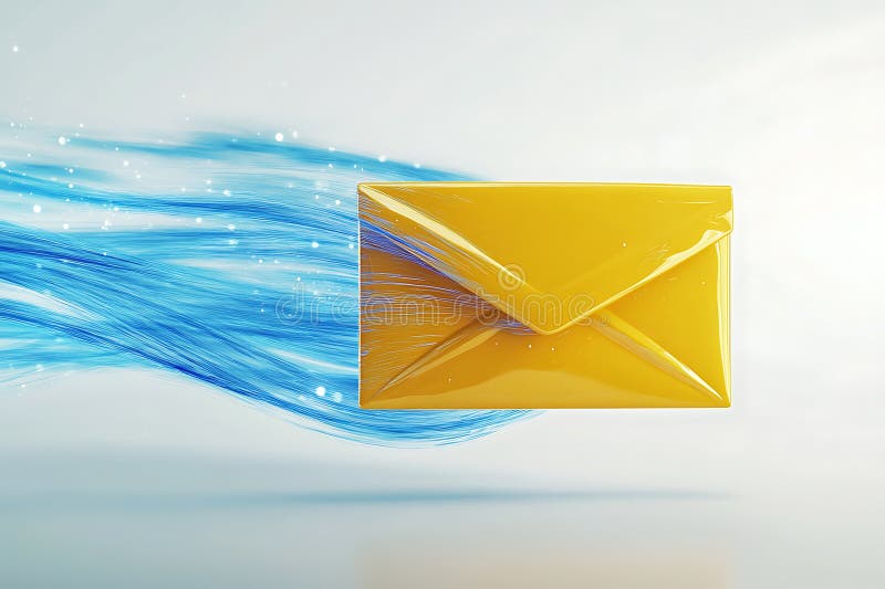 Speedy Email Delivery with a Yellow Envelope Moving through Digital ...