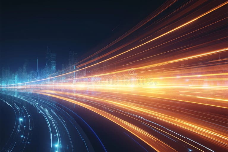 Speedy Innovation Abstract Motion on the Road with High Tech Backdrop ...