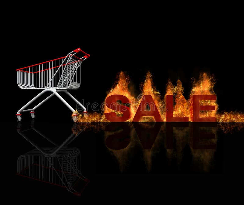 The Speedy Moving Shopping Cart, Leaving the Fire Stock Illustration ...