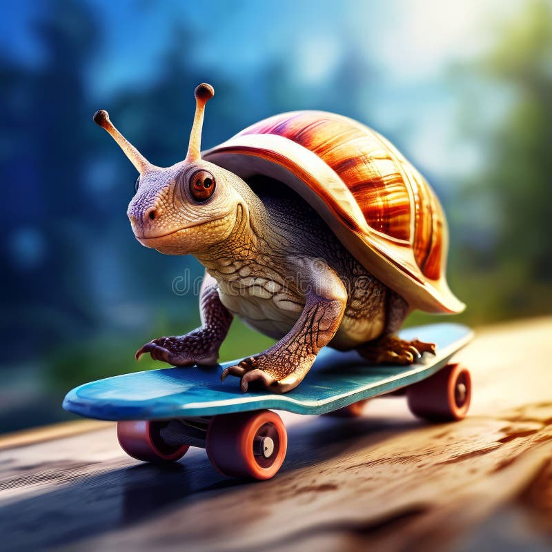A Speedy Snail with Wheels on Yellow Background. Speed Increase ...