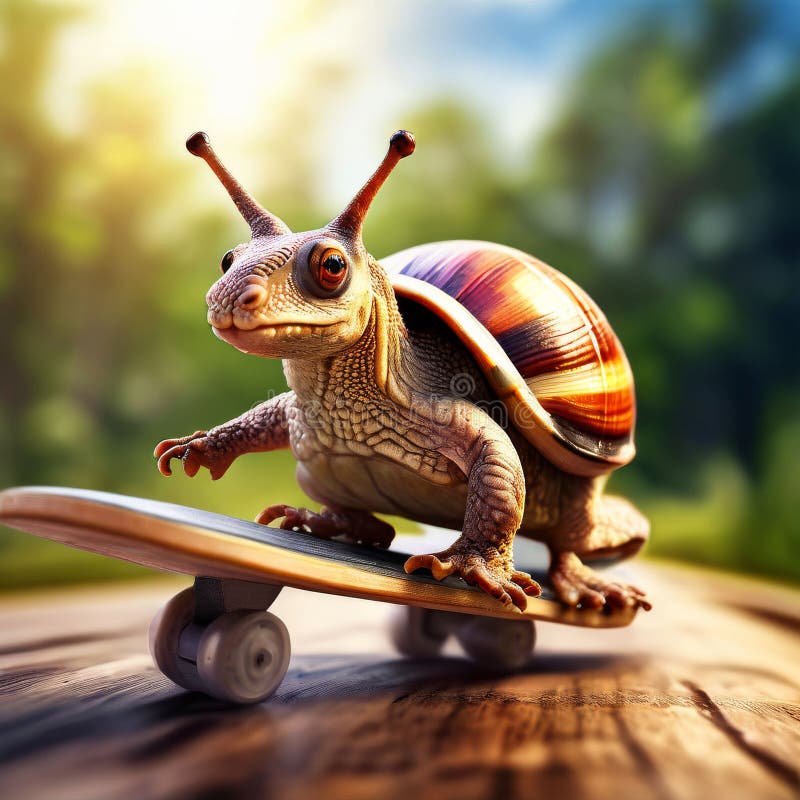 A Speedy Snail with Wheels on Yellow Background. Speed Increase ...