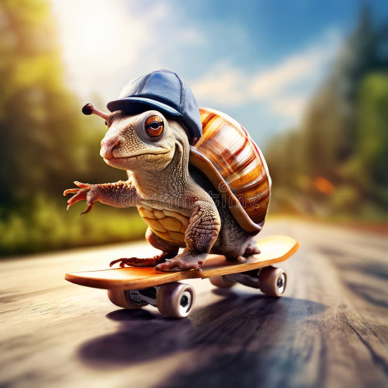 A Speedy Snail with Wheels on Yellow Background. Speed Increase ...