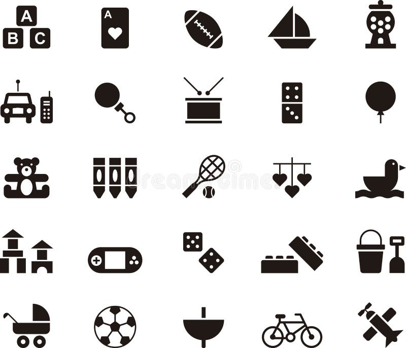Speelgoed En Spelenpictogramreeks Vector Illustratie - Illustration of ...