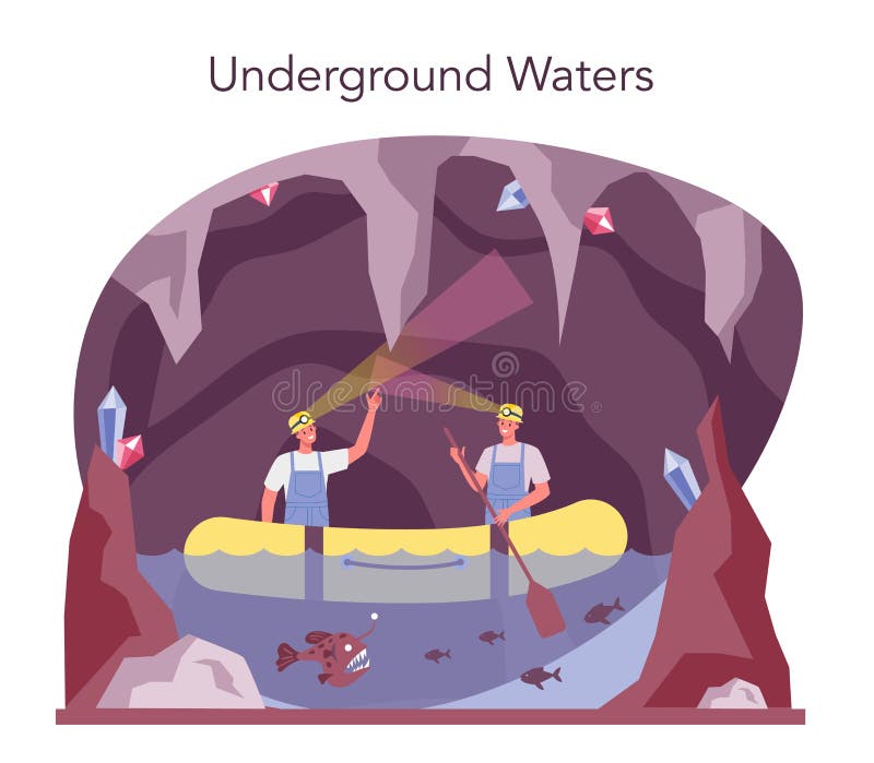 Speleologist Concept. Scientst Exploring Deep Cave with Special Stock ...