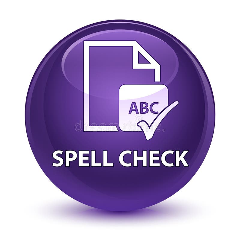 Spell Check Document Glassy Purple Round Button Stock Illustration ...