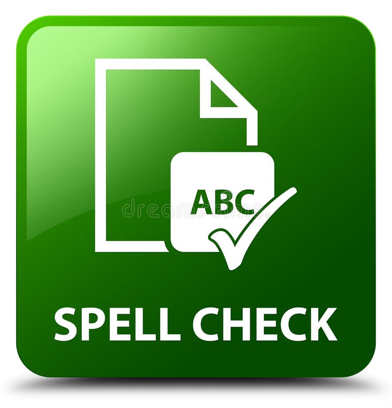 Spell Check Document Green Square Button Stock Illustration ...
