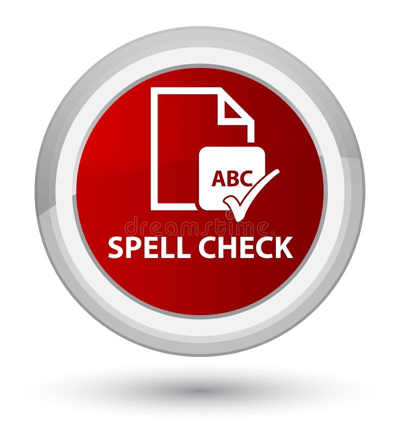 Spell Check Document Prime Red Round Button Stock Illustration ...