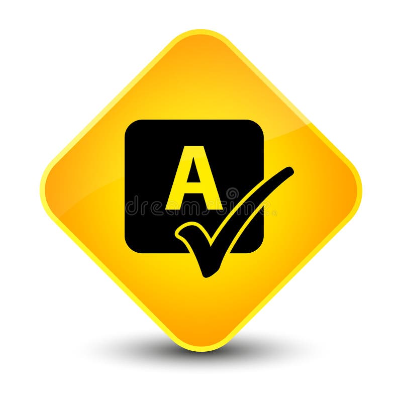 Spell Check Icon Elegant Yellow Diamond Button Stock Illustration ...