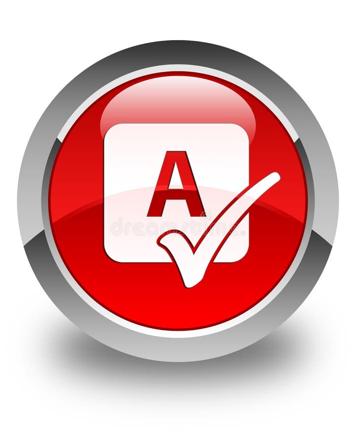 Spell Check Icon Glossy Red Round Button Stock Illustration ...