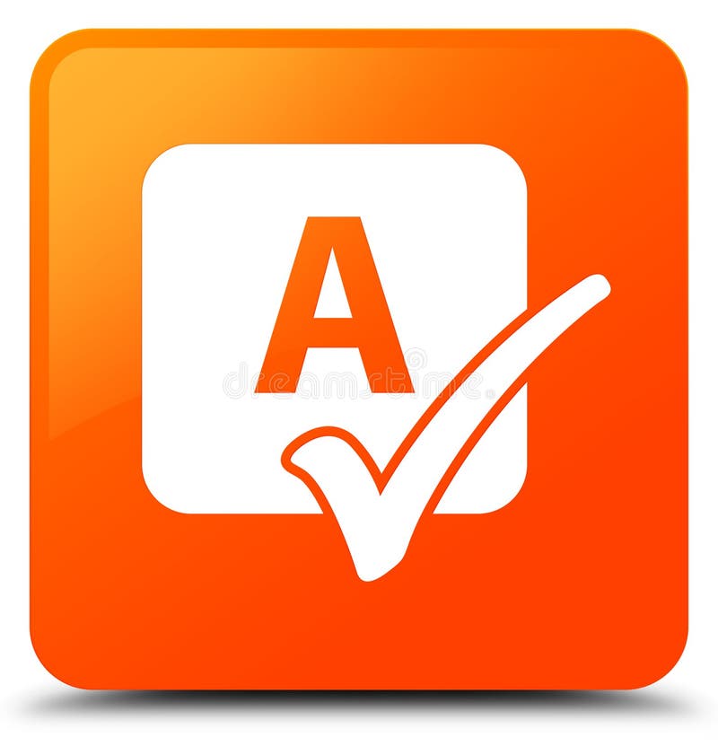 Spell Check Icon Orange Square Button Stock Illustration - Illustration ...