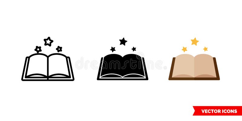 Spell Icon of 3 Types Color, Black and White, Outline. Isolated Vector ...