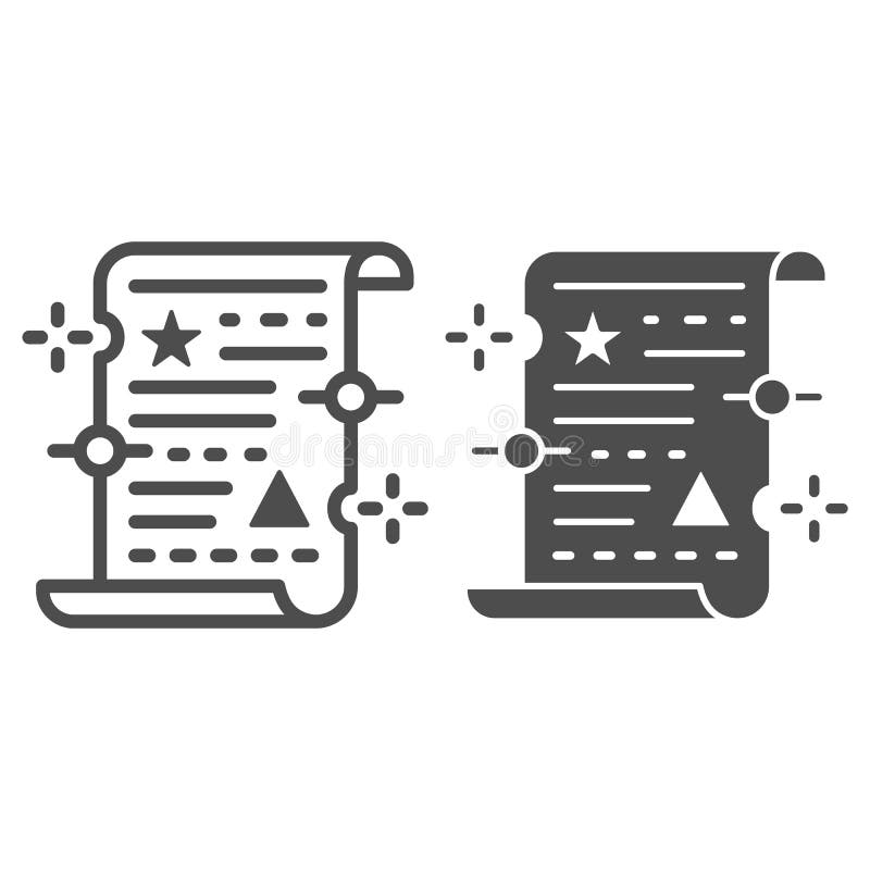 Magic Scroll Line Icon. Folio with a Spell Vector Illustration Isolated on White Stock Vector ...