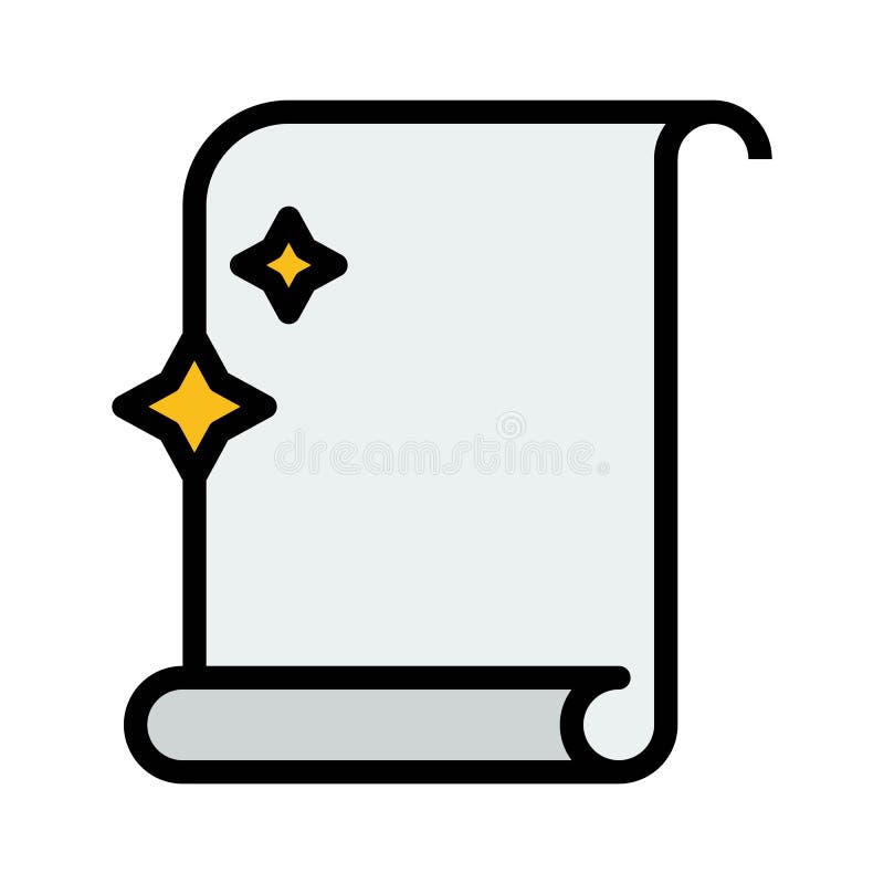 Spell Scroll Vector, Magic Related Filled Style Editable Stroke Icon Stock Vector - Illustration ...