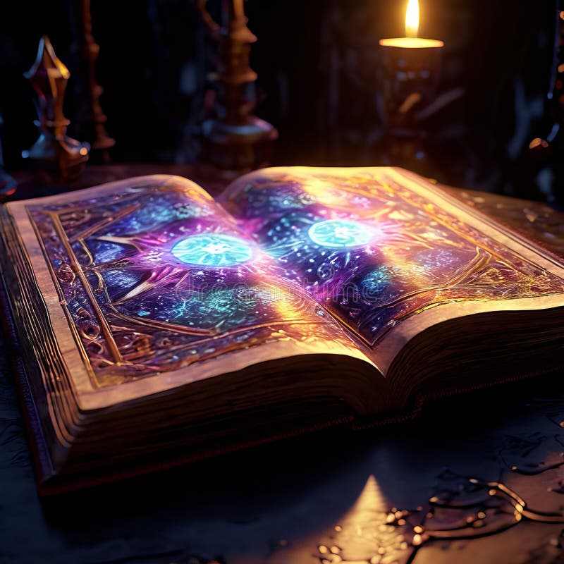 22-69-a-spellbook-of-illusions-that-creates-holographic-project Stock ...