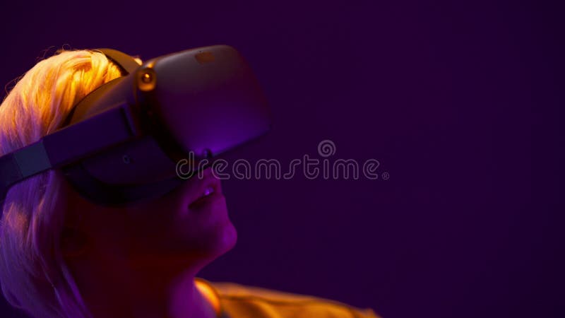 Spellbound Man Using Augmented Reality Glasses Closeup. Entertainment ...