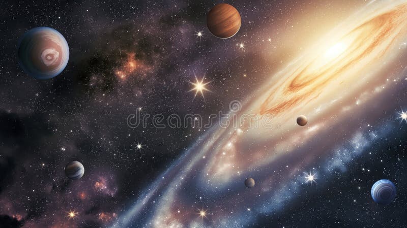 Spellbound Outer Space Landscape with Galaxy Image, Ai Generated Stock ...