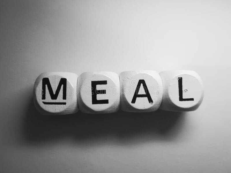 Word meal spelled on dice stock image. Image of word - 122391887