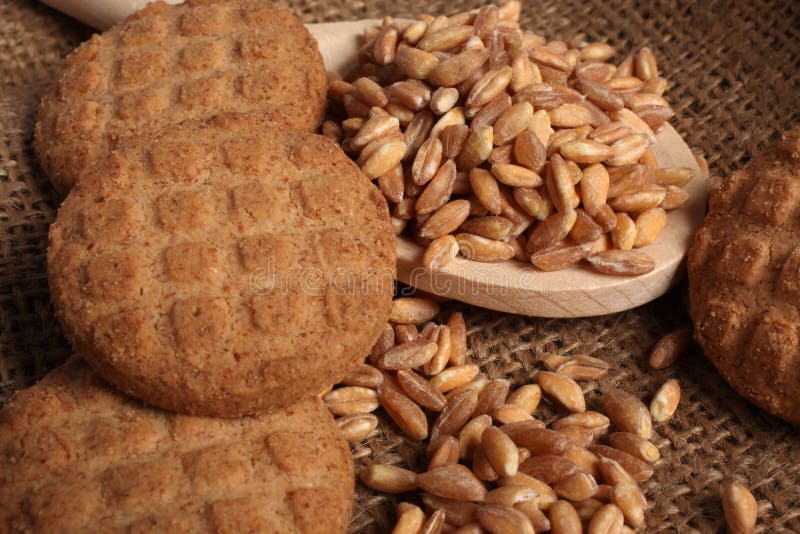 Spelt cookies and spoon stock image. Image of crop, diet - 18449363
