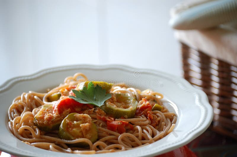 Spelt Pasta Dish stock photo. Image of courgette, food - 1367096