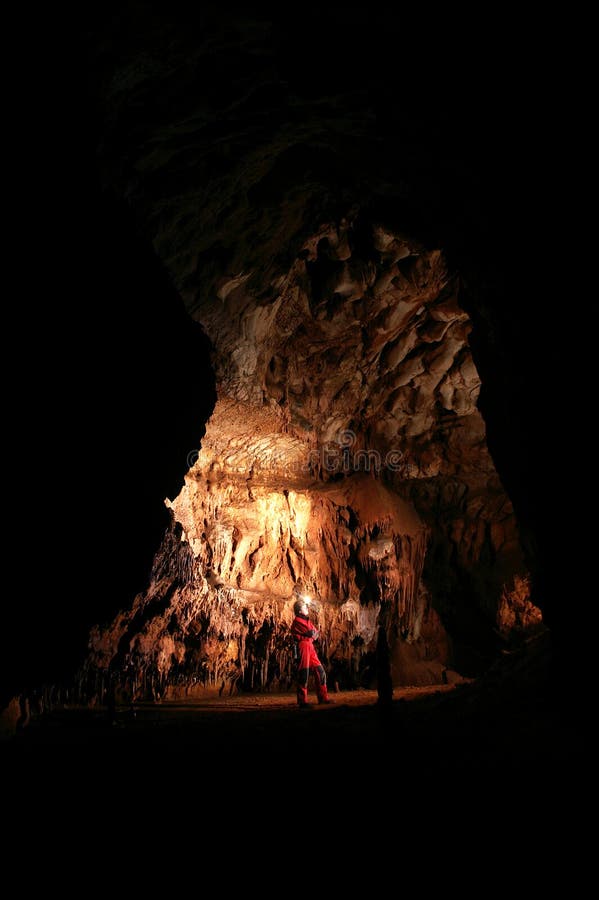 Paleontolgist Studying Fossils in a Cave Stock Image - Image of caving ...