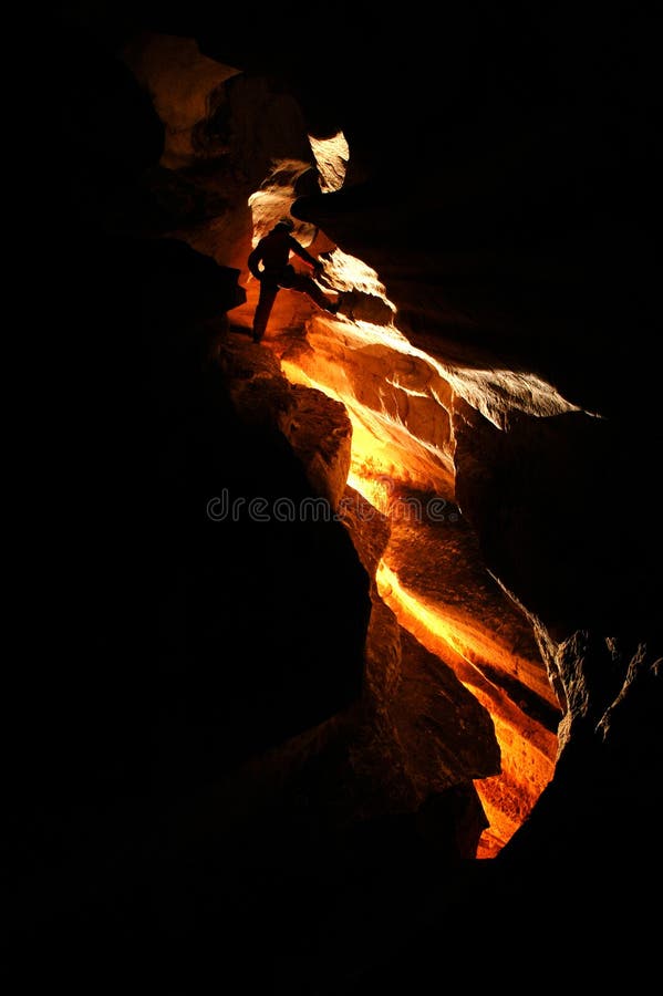 Cave Explorer, Speleologist Exploring the Underground Stock Photo ...