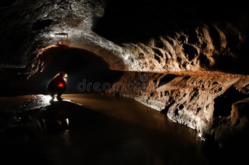 Cave Explorer, Speleologist Exploring the Underground Stock Photo ...