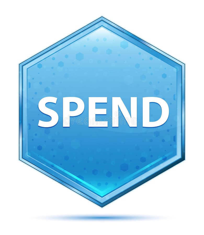 Spend Crystal Blue Hexagon Button Stock Illustration - Illustration of ...