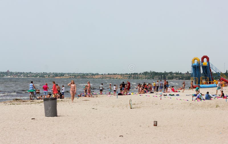 Spend time on the beach editorial stock image. Image of town - 73451254