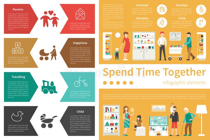 Spend Time Together Infographic Flat Vector Illustration. Presentation ...