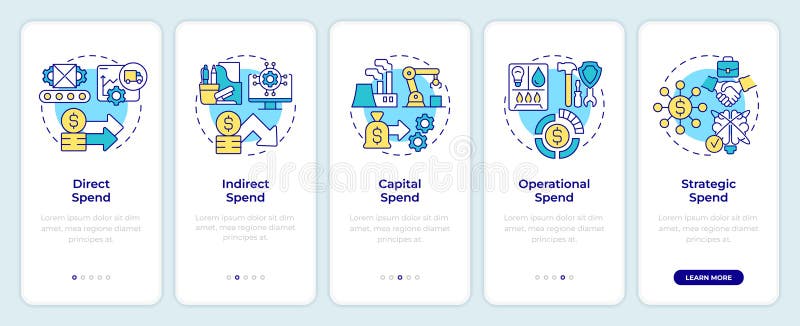 Spend Types Onboarding Mobile App Screen Stock Illustration ...