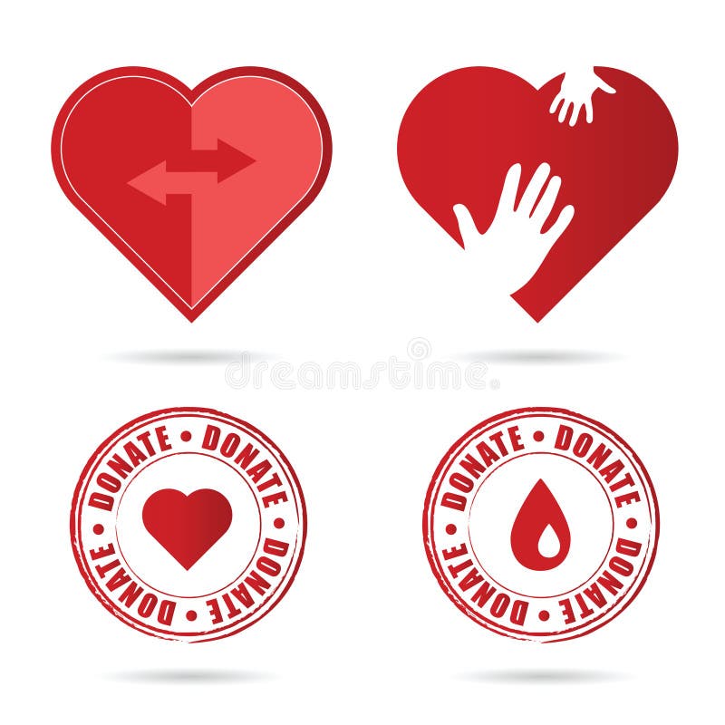 Spenden Sie Ikone Mit Der Hand Und Herzen, Die in Bunte Illustration ...