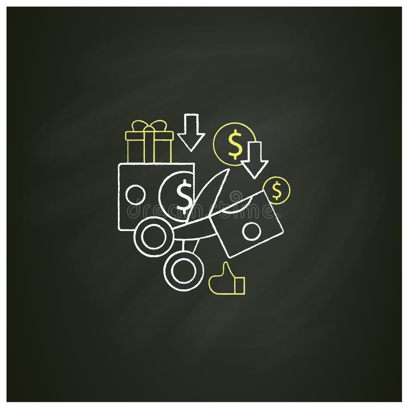 Less spending chalk icon stock vector. Illustration of scissors - 220956151