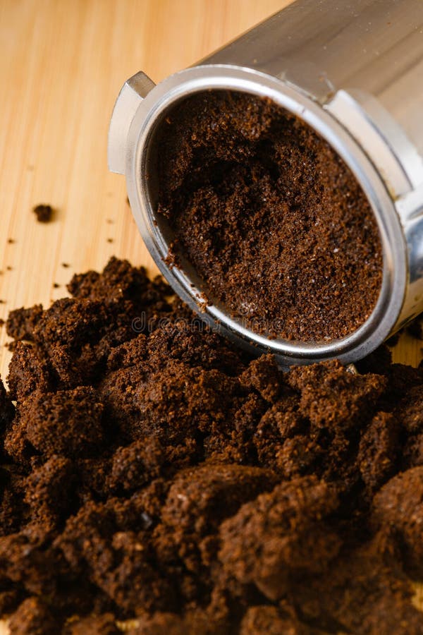 Spent or Used Coffee Grounds with Portafilter Stock Image - Image of ...