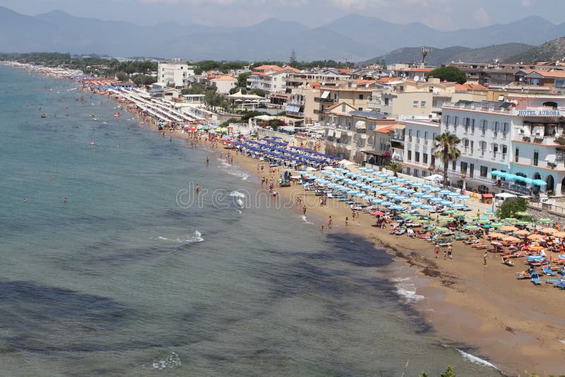 Sperlonga Beach Summer Panorama Editorial Image - Image of sand ...