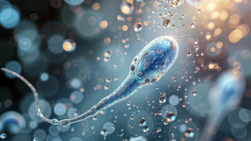 Sperm Cell in Motion â€“ Microscopic View of Cellular Journey, Generative Ai Stock Illustration ...