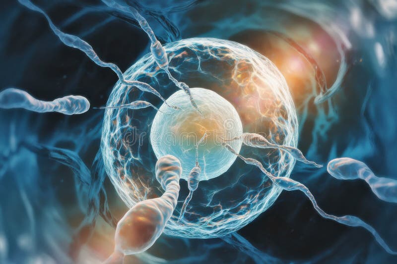 Sperm Cells Surrounding Egg Cell: a Dynamic Visual of Fertilization and ...