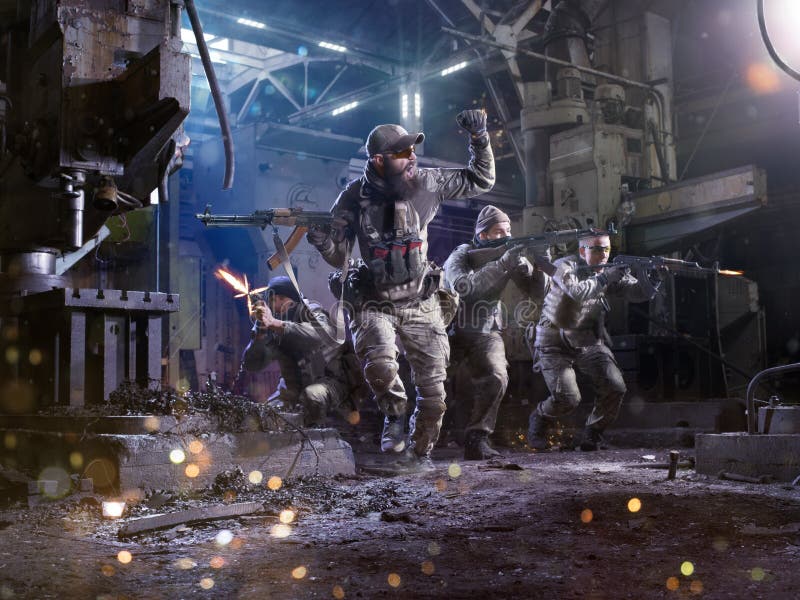 Spesial Forces Soldiers Attaks the Enemy Stock Photo - Image of power ...