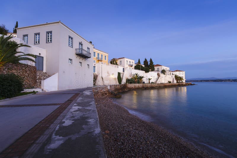 Spetses island. stock image. Image of village, beach - 110527923