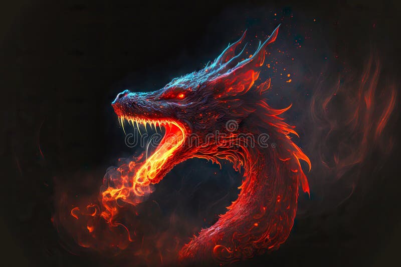 Spewing Fire from Mouth of Evil and Dangerous Red Dragons Stock ...
