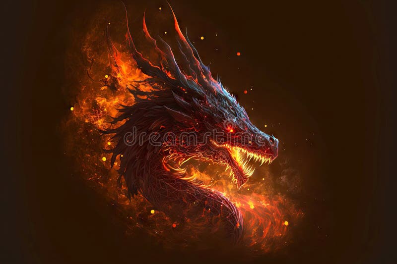 Spewing Fire from Mouth of Evil and Dangerous Red Dragons Stock ...