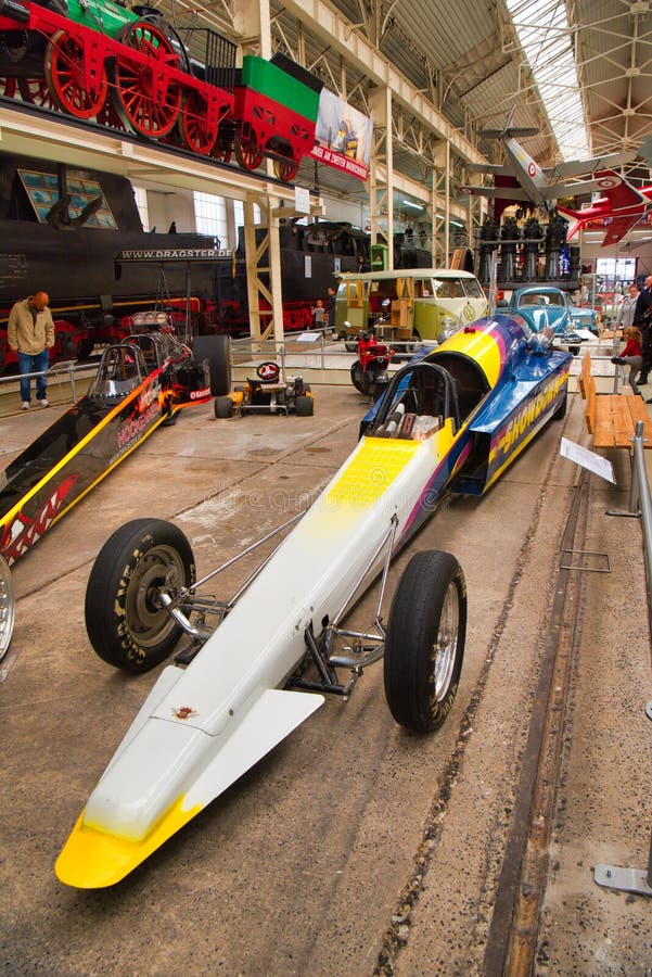 SPEYER, GERMANY - OCTOBER 2022: White JET DRAGSTER SHOWDOWN III 3 1982 ...