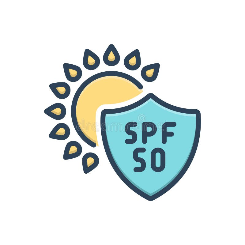 Color Illustration Icon for Spf 50, Uv Protect and Sunblock Stock ...