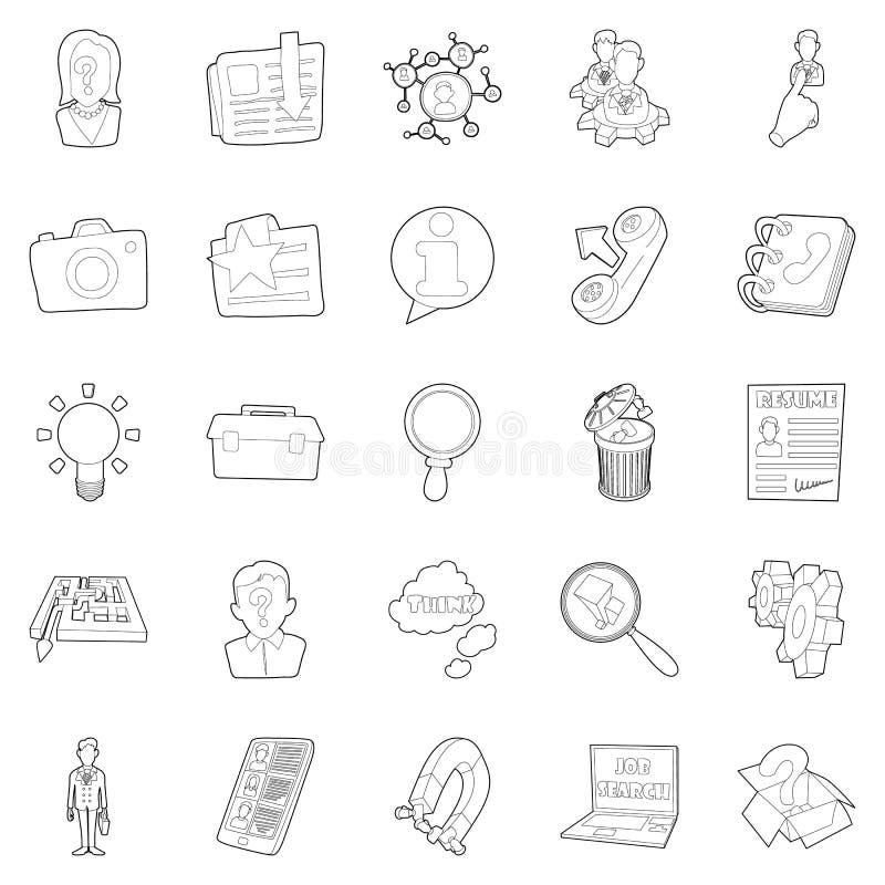 Sphere of Activity Icons Set, Outline Style Stock Vector - Illustration ...