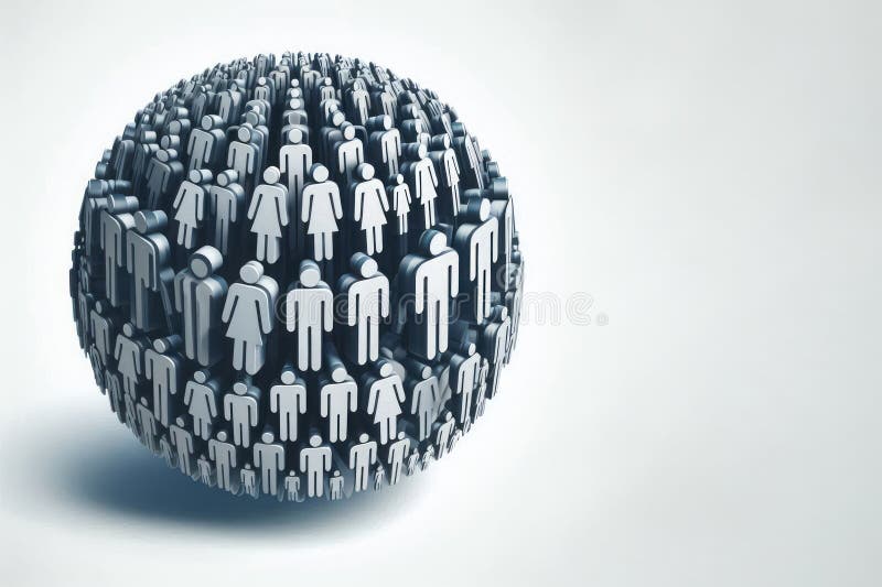 A Sphere Assembled from Many Human Figures. Space for Text. Stock ...