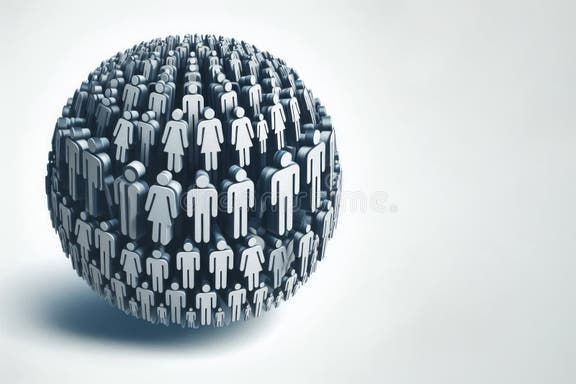 A Sphere Assembled from Many Human Figures. Space for Text. Stock ...