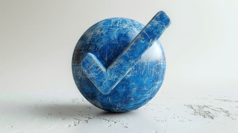 Sphere with a Blue Check Symbol Against a Textured Backdrop. Concept of ...